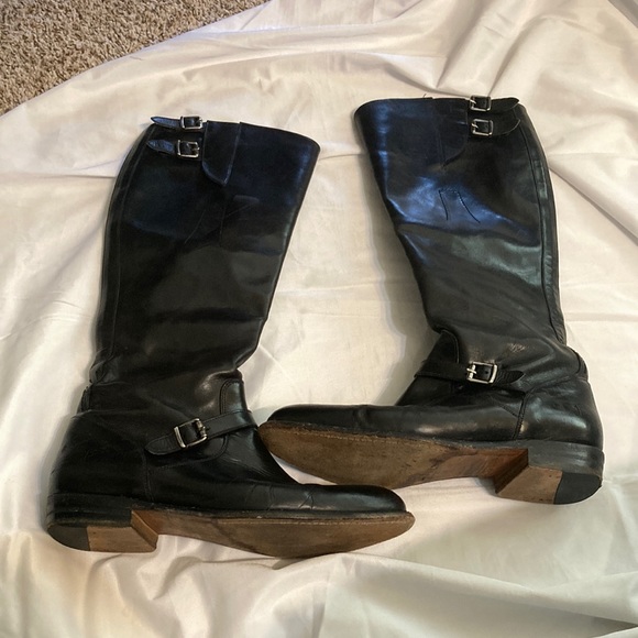 Frye | Shoes | Frye Black Genuine Good Year Welt Leather Riding Boots ...